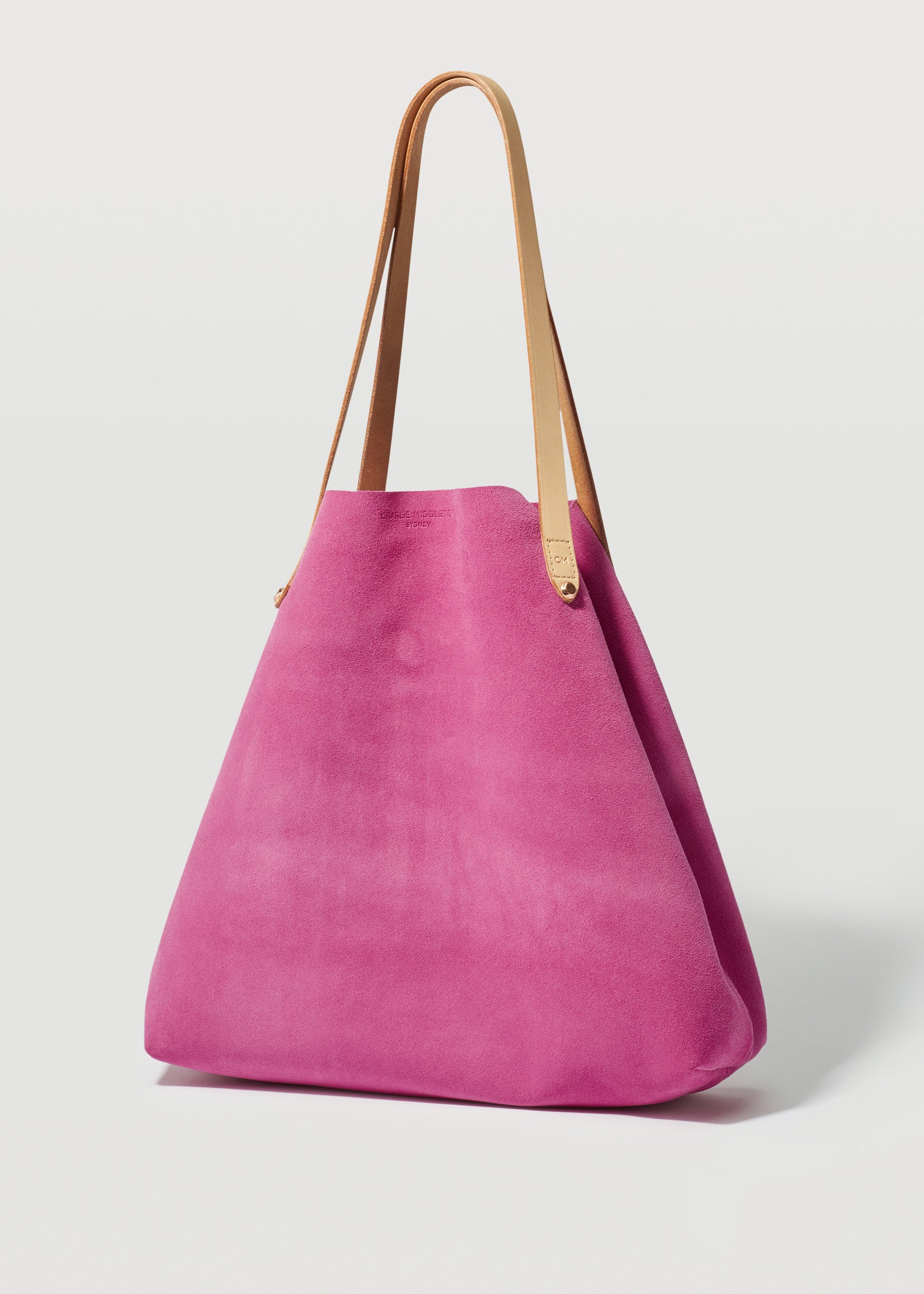 Fuchsia Suede Bespoke tote – Charlie Middleton